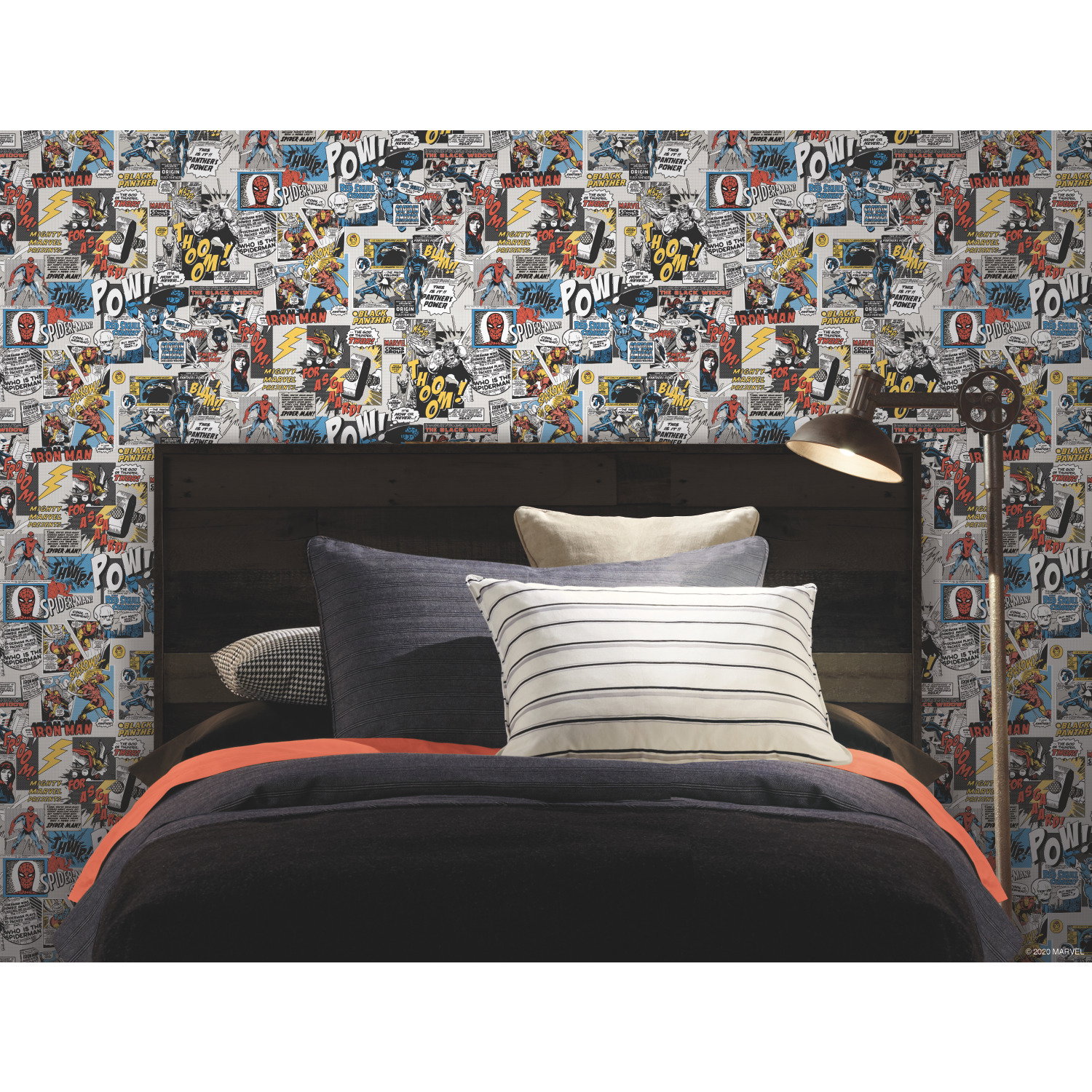 Marvel Comics Pow! Black & Blue Wallpaper by York Wall | Decorilla