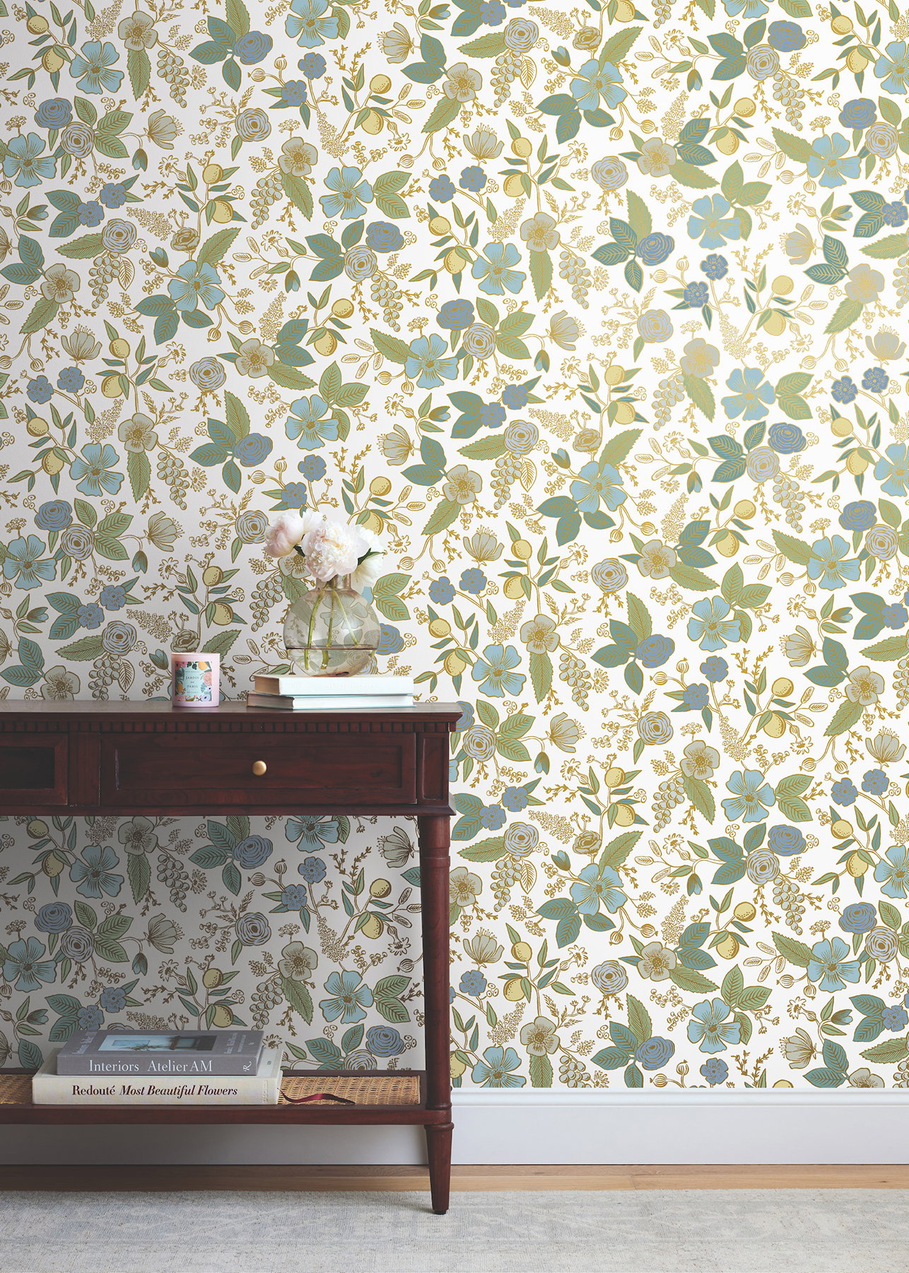 Colette Blue Multicolor Peel & Stick Wallpaper by York Wall | Decorilla