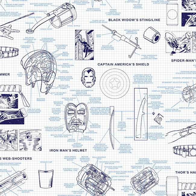 Marvels Heroes Schematics Blue Wallpaper by York Wall | Decorilla