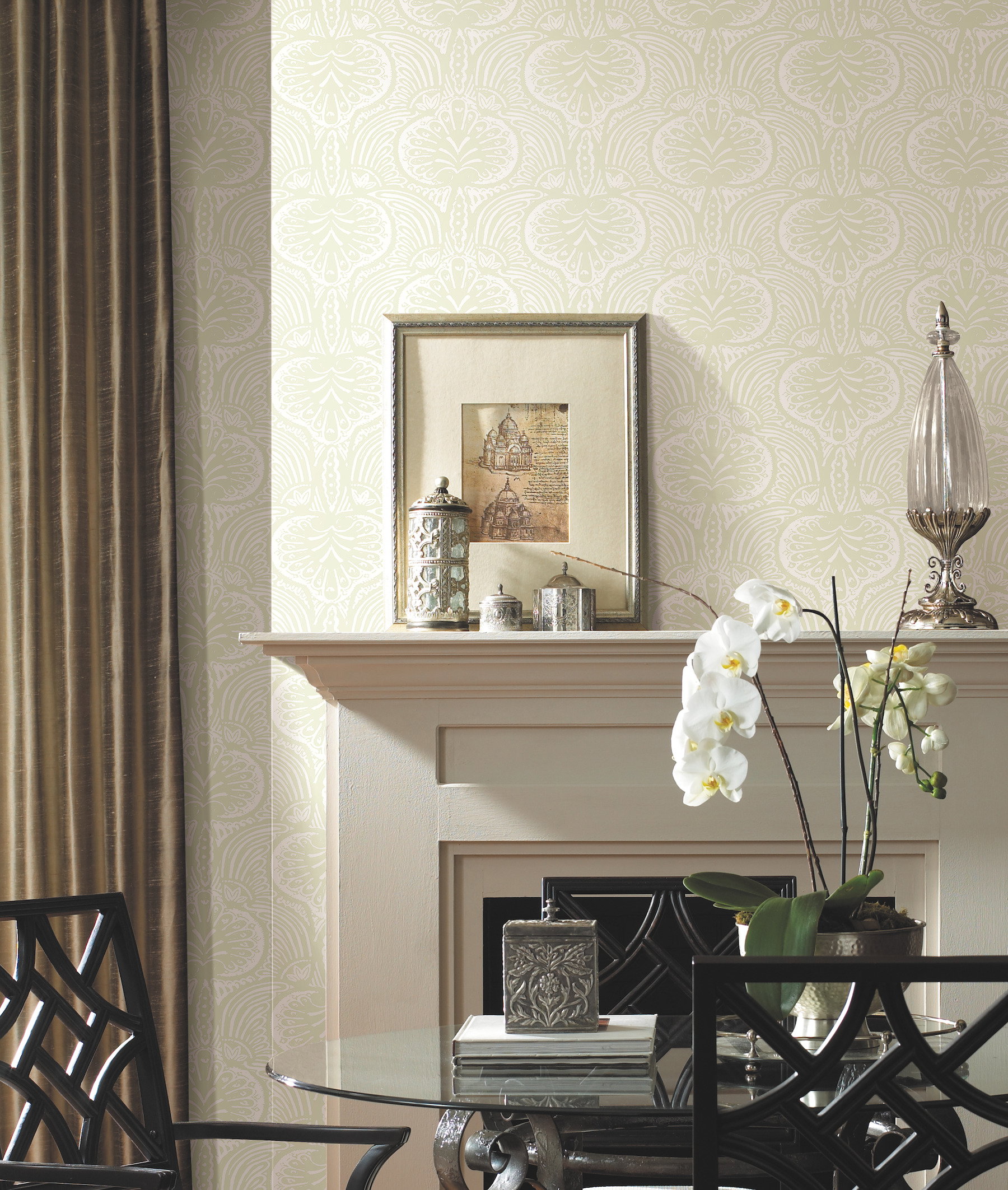 Lotus Palm Beige Wallpaper by York Wall | Decorilla