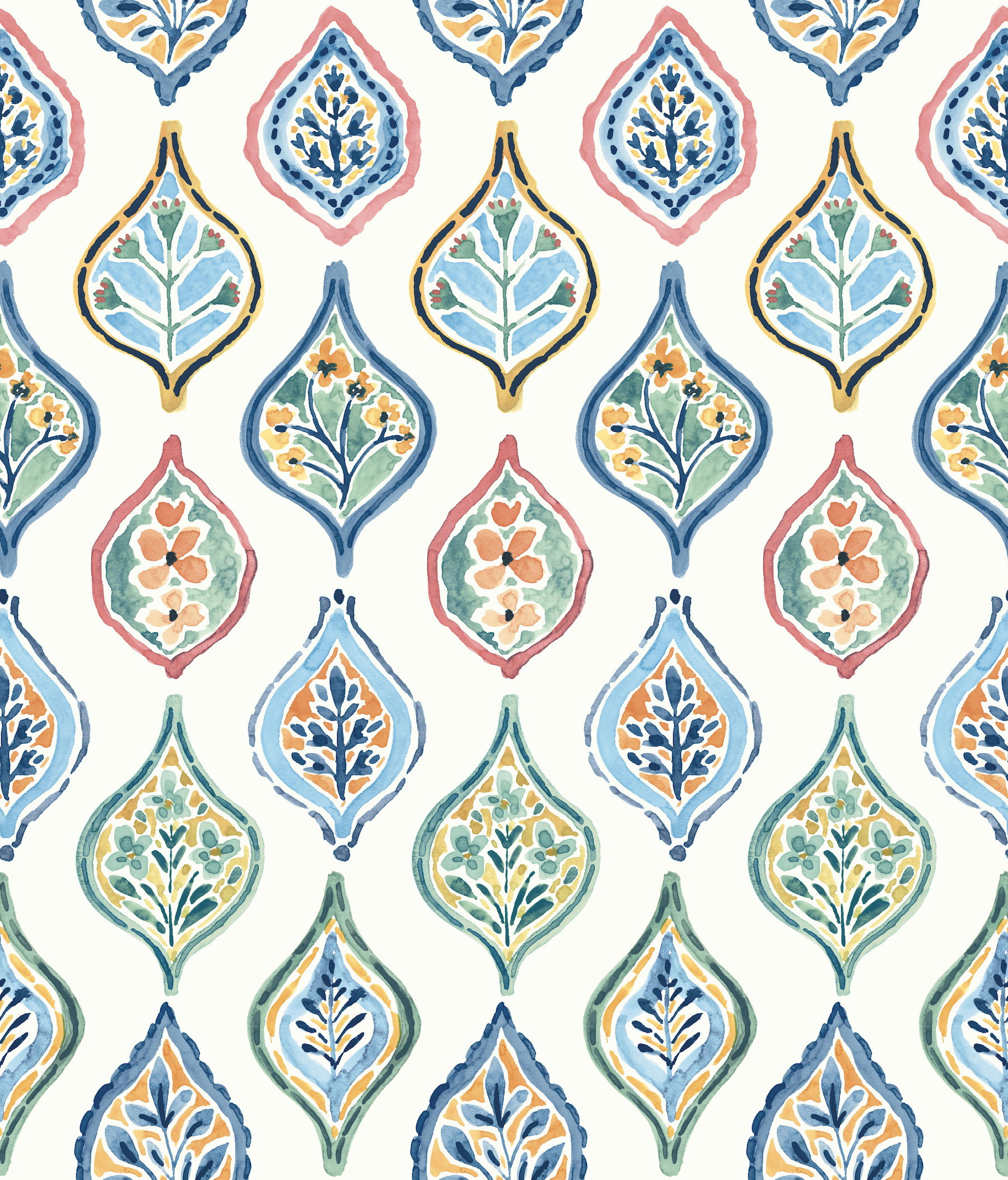 Marketplace Motif White & Multi Wallpaper by York Wall | Decorilla