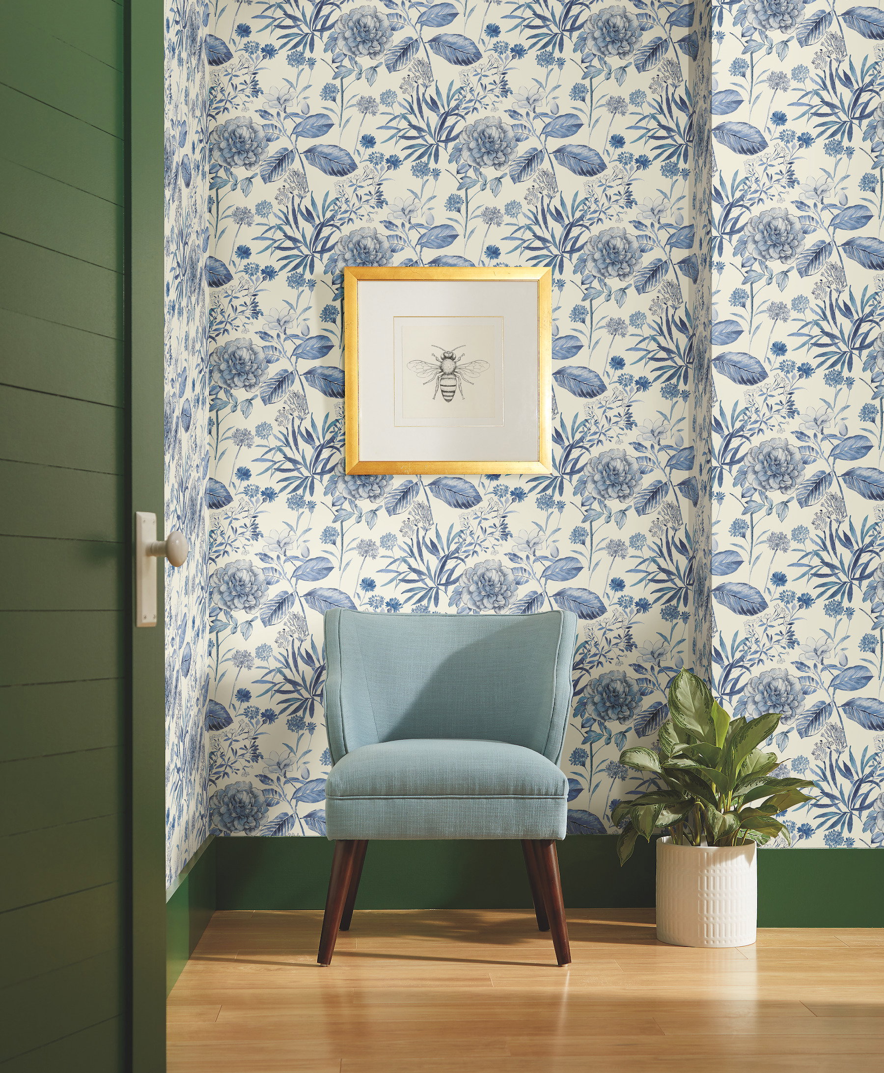 Midsummer Floral Blue Wallpaper by York Wall | Decorilla