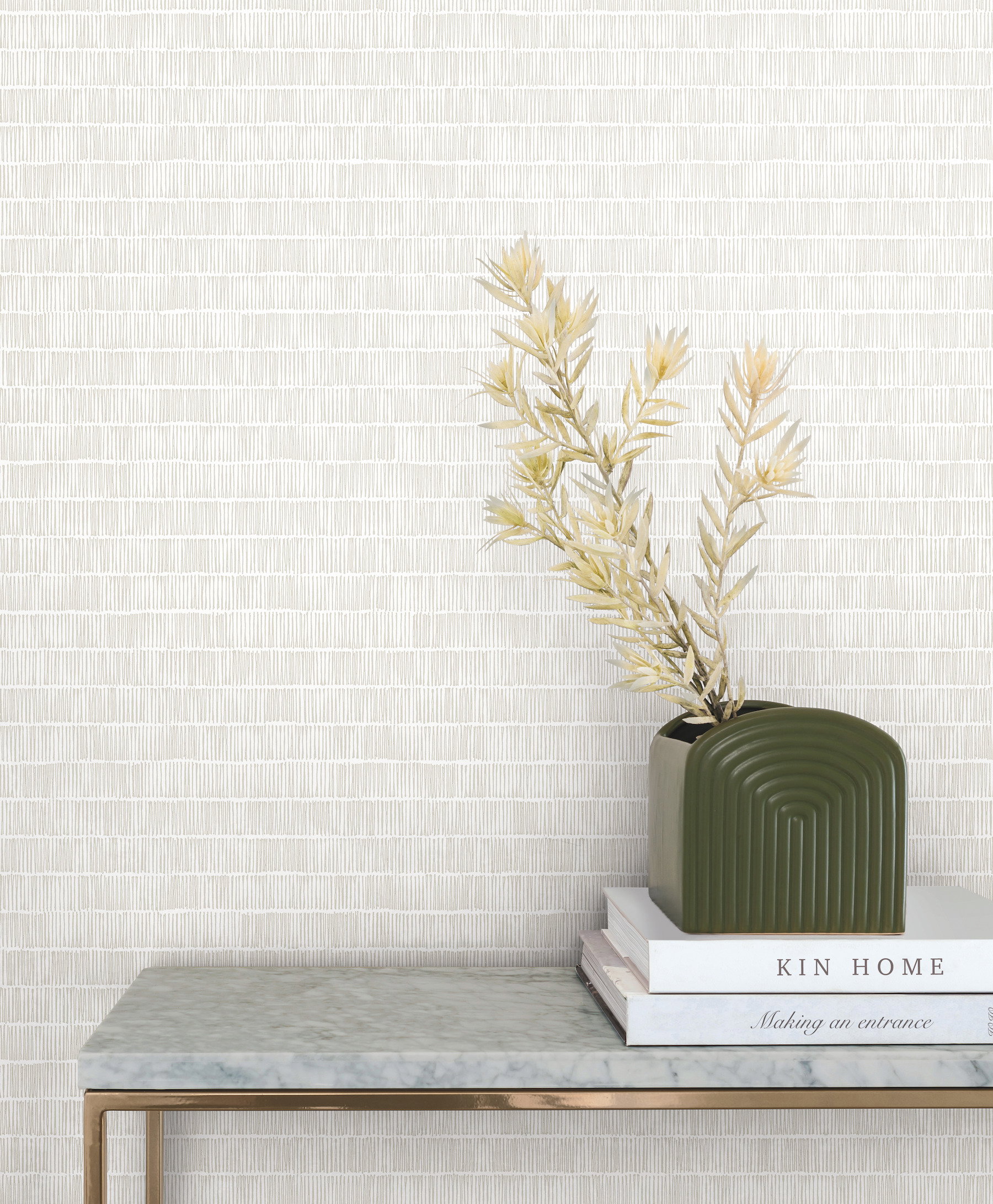 Horizontal Hash Marks White & Cream Wallpaper by York Wall | Decorilla