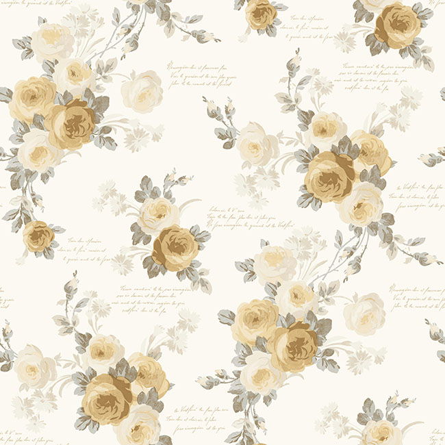 Heirloom Rose Yellow Wallpaper by York Wall | Decorilla