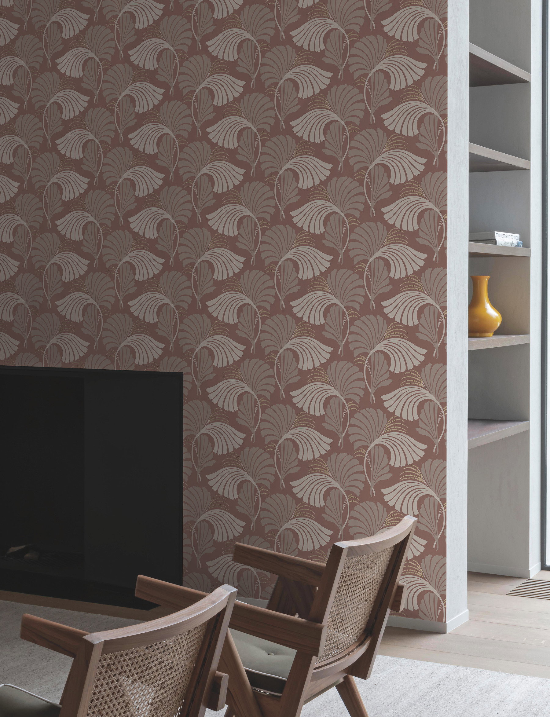 Dancing Leaves Tan Wallpaper by York Wall | Decorilla