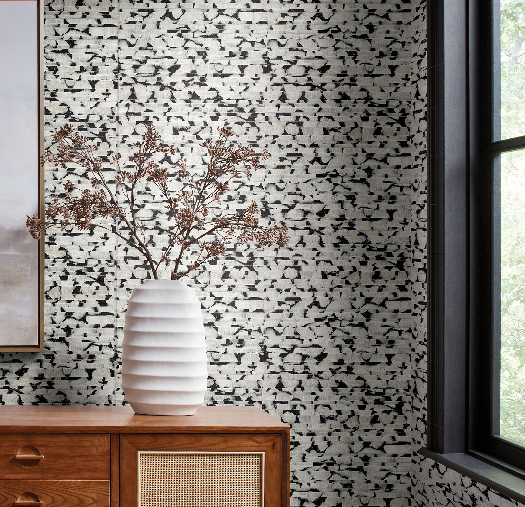 Capiz Offering Black & White Wallpaper by York Wall | Decorilla