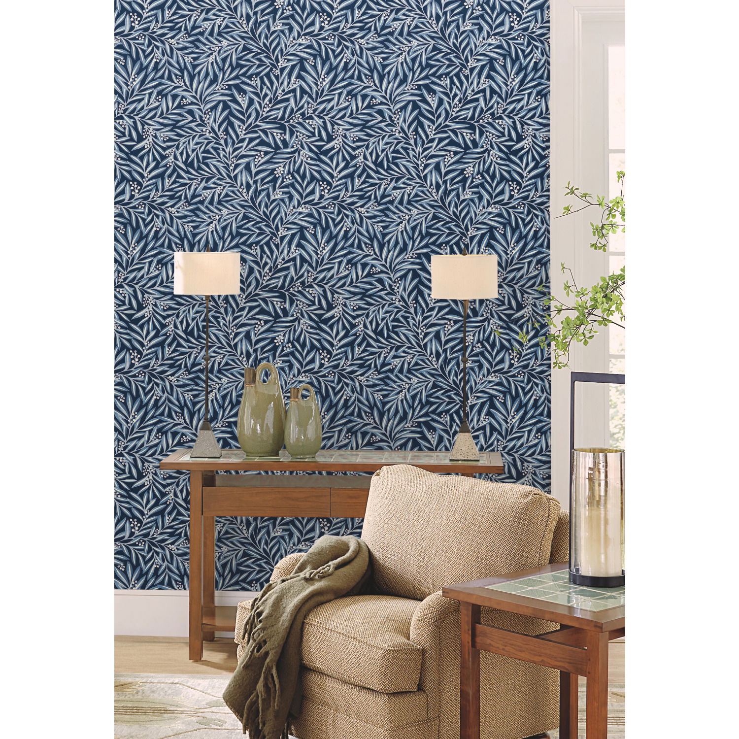 Rowan Navy Wallpaper by York Wall | Decorilla