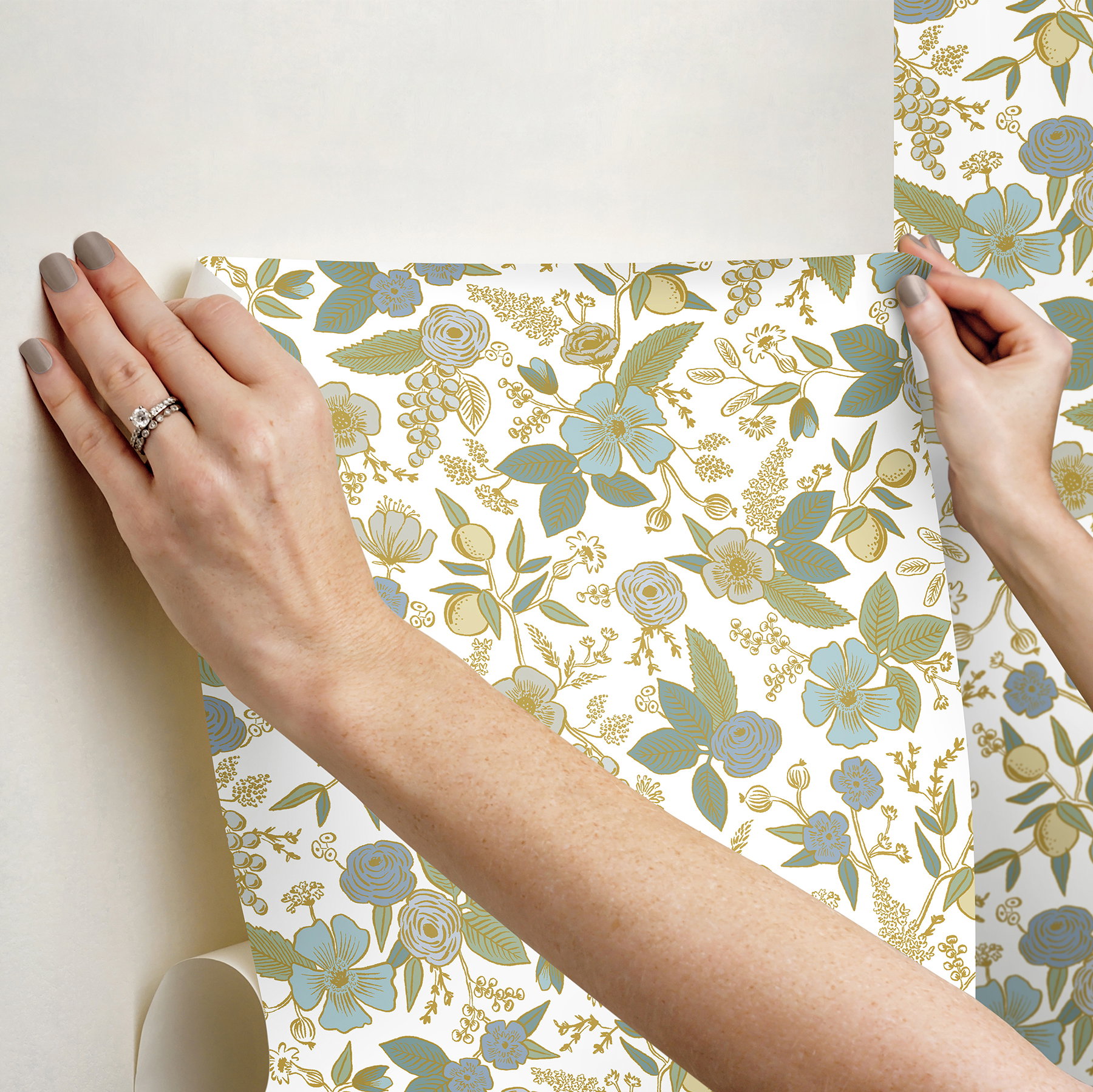 Colette Blue Multicolor Peel & Stick Wallpaper by York Wall | Decorilla