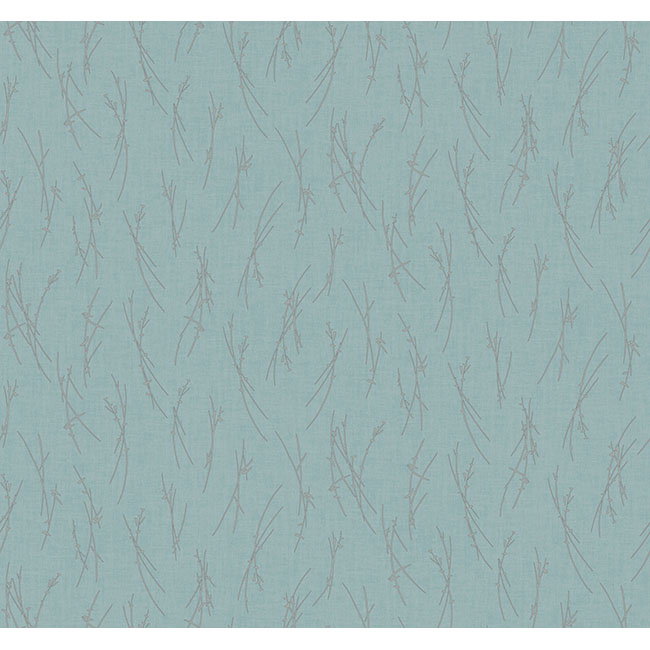 Sprigs Smokey Blue & Silver Wallpaper by York Wall | Decorilla