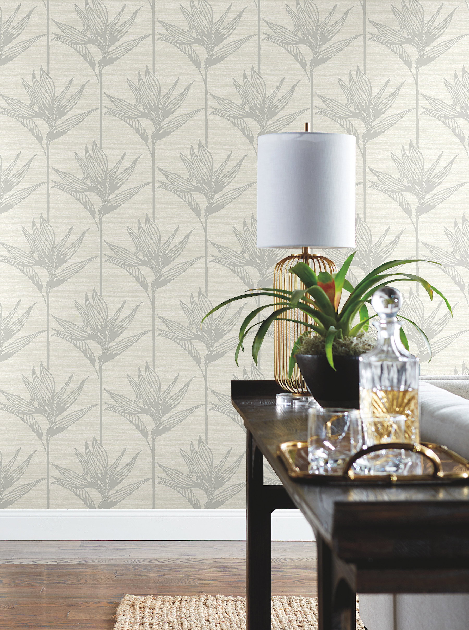 Bird of Paradise Grey Wallpaper by York Wall | Decorilla