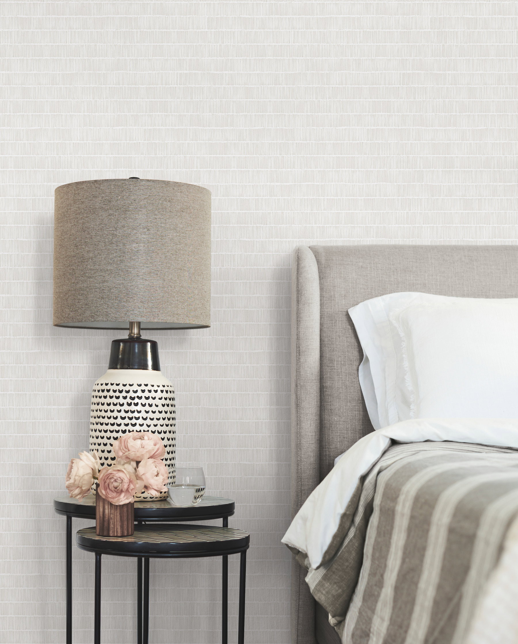 Horizontal Hash Marks White & Cream Wallpaper by York Wall | Decorilla